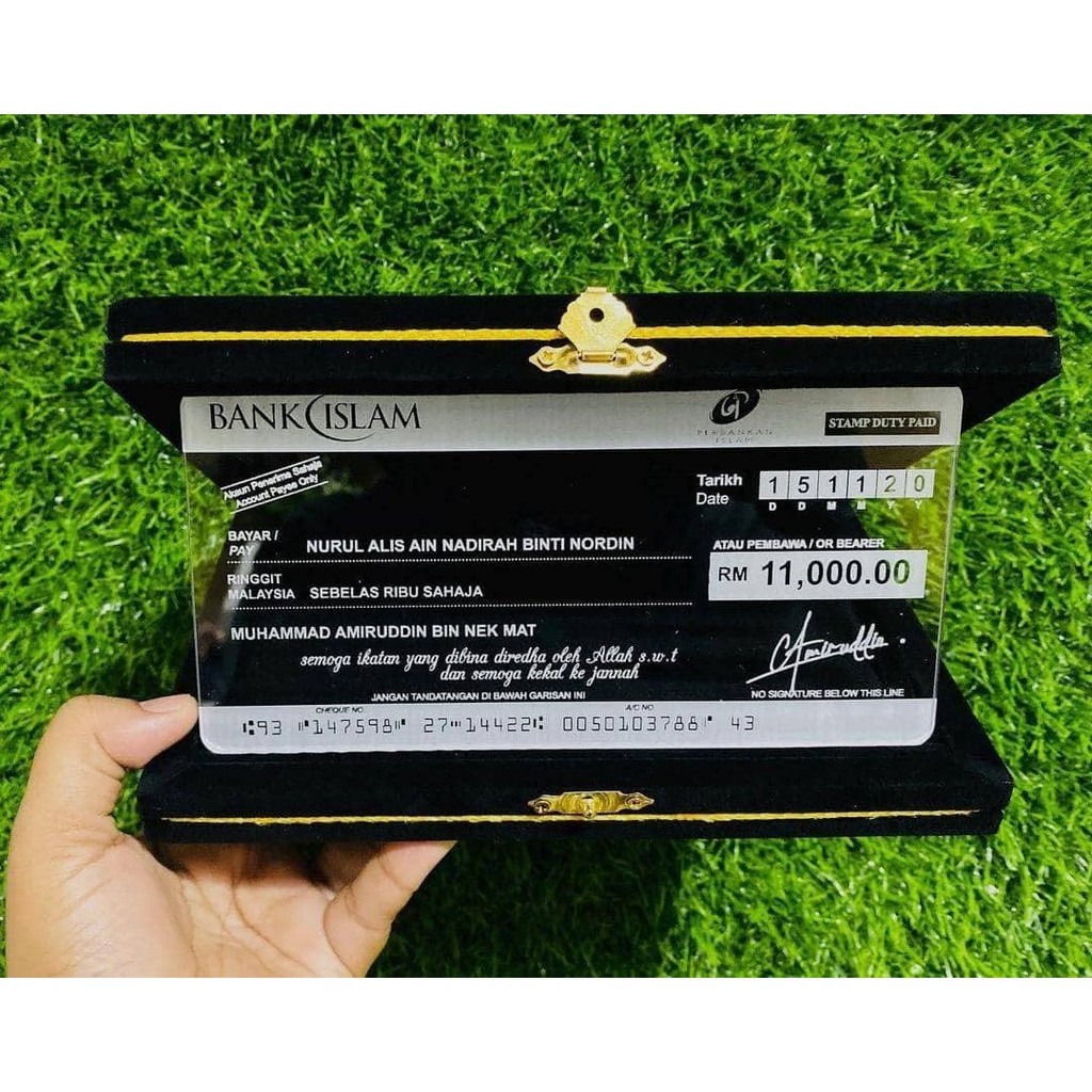 Cek Hantaran+Box Baldu/Cek Hantaran+Stand, Mockup Cheque, Replika Cek ...