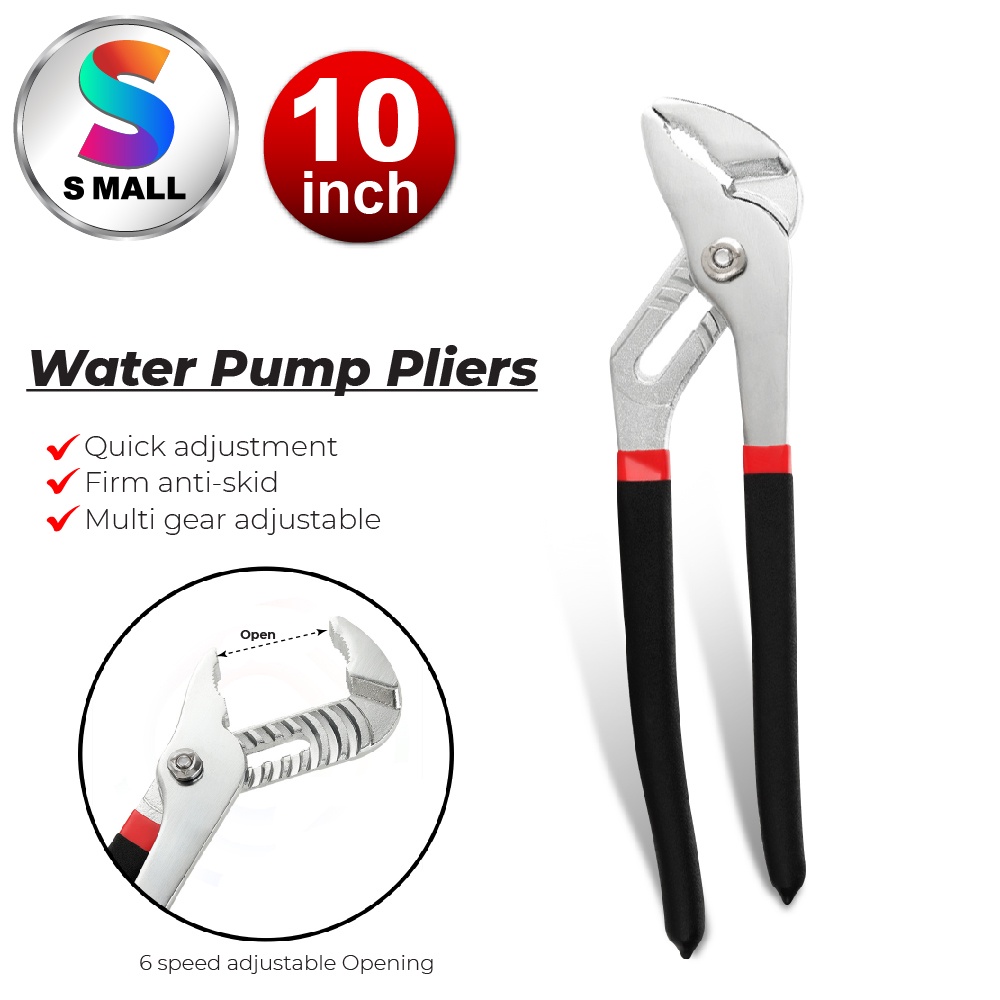 10" 12" Water Pump Plier Plumbing Pipe Wrench Grips Adjustable Ratchet ...