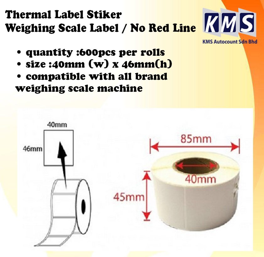 Thermal Label Stiker 40MM X 46MM X 40MM/ 60MM X 40MM (600pcs per roll ...