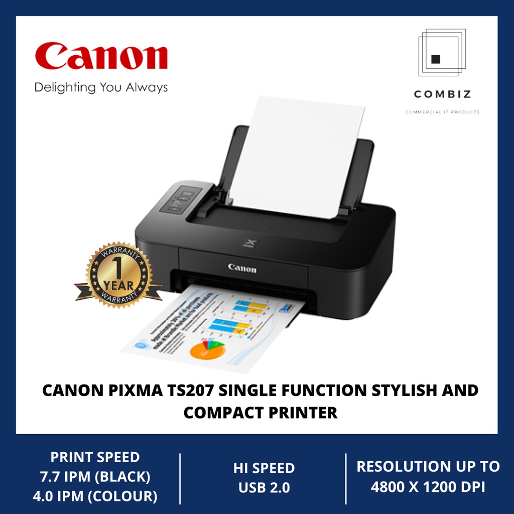 CANON PIXMA TS207 SINGLE-FUNCTION PRINTER Support 4R Borderless Photo ...
