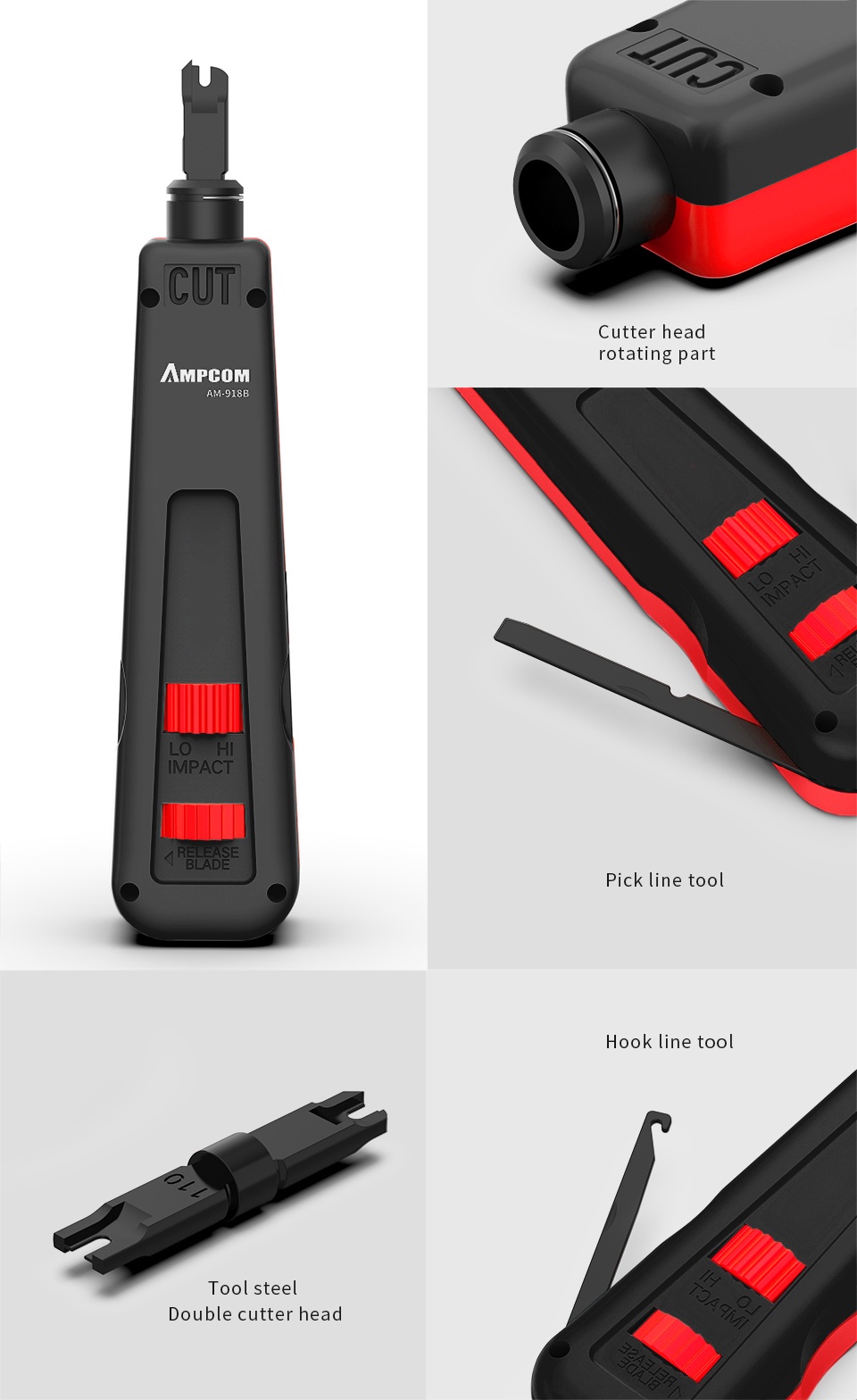 AMPCOM 110 Type Multi-function Network Telephone Cable Impact Terminal ...