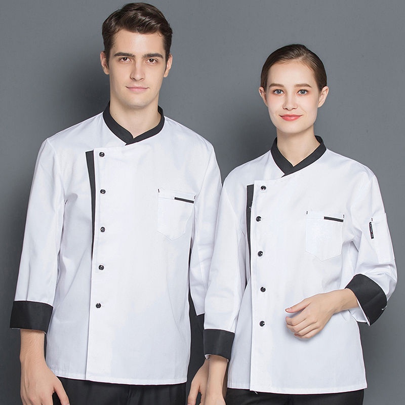 Chef Uniform Men Woman Chef Jacket Long Sleeve Kitchen Restaurant Cook ...