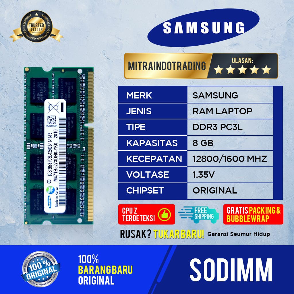 SAMSUNG SODIMM DDR3L 8GB 1600mhz PC3L 12800 | Shopee Malaysia