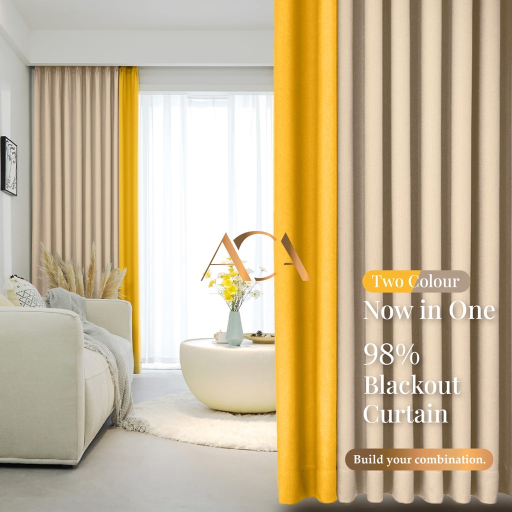 🔥2 Color in 1, Free Custom Made🔥90- 99% Hotel Blackout Langsir Curtain ...