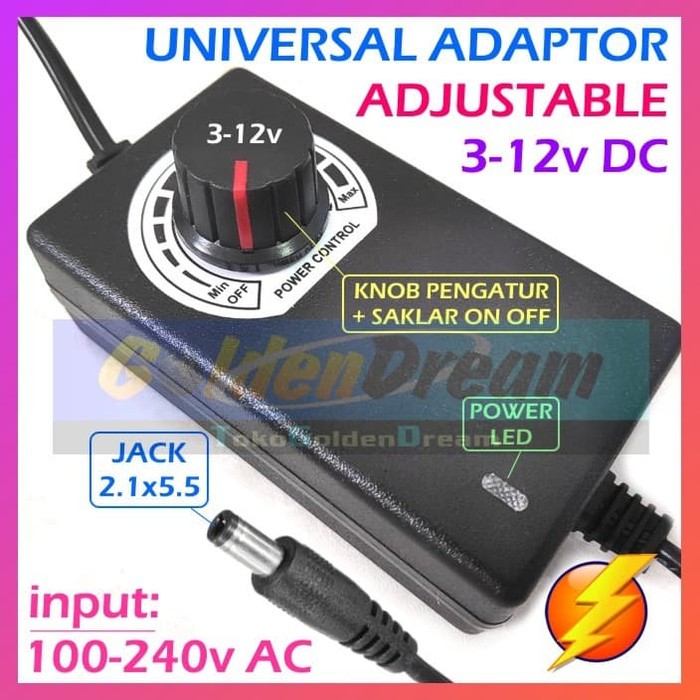 Universal Adapter 3-12v DC 2A Power Supply 3v 5v 6v 9v 12v Adjustable ...