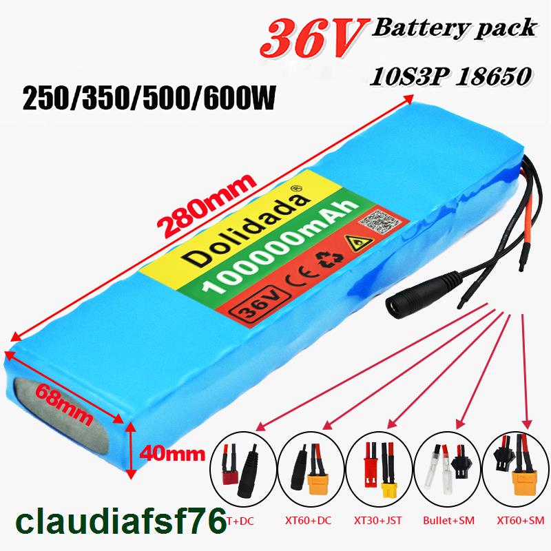 10S3P 36V 100Ah Battery ebike battery pack 18650 Li-Ion Batteries 350W 500W For High Power ...