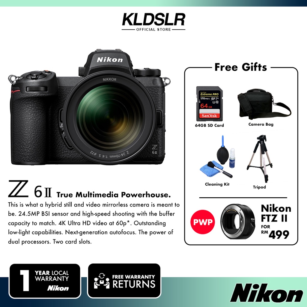 Nikon Z6II / Z6 II / Z6 Mark II / Z62 Mirrorless Camera + Z 24-70mm ...