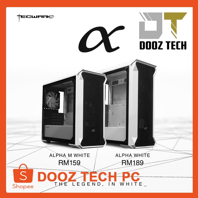 TECWARE ALPHA TG WHITE ATX GAMING CASE | Shopee Malaysia