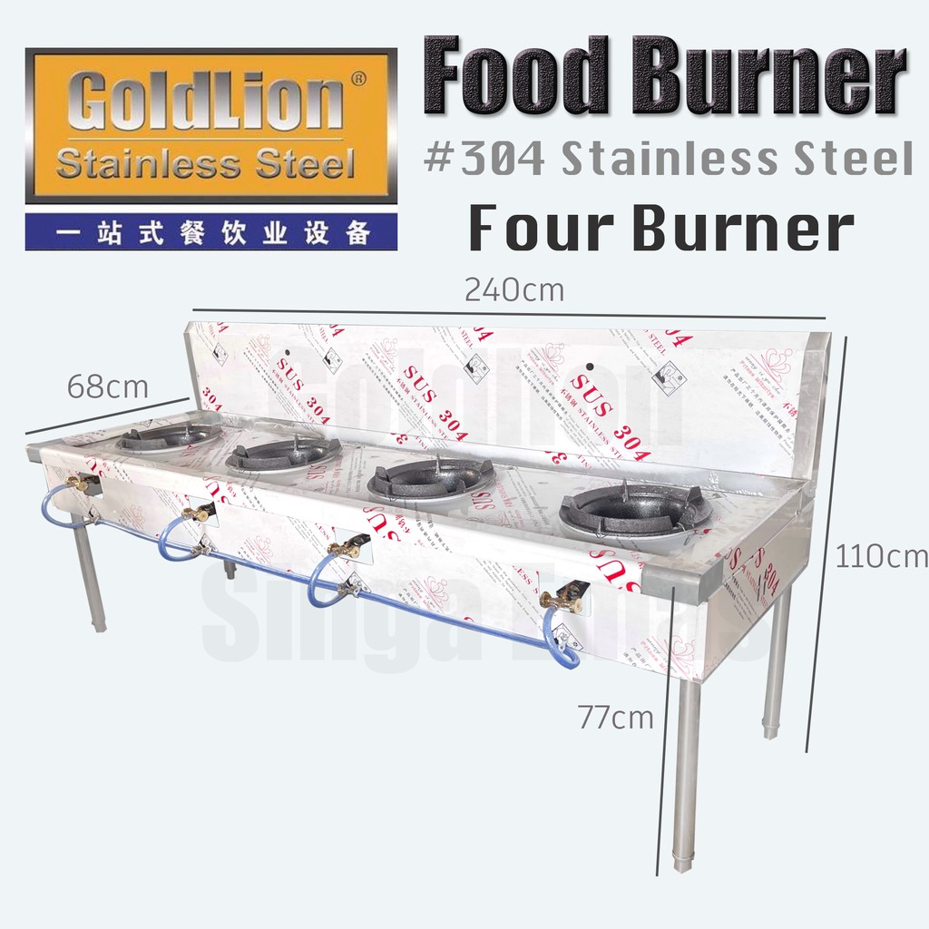 Stainless Steel Four Burner Food Court Burner Periuk Gas Stove 4 Empat ...