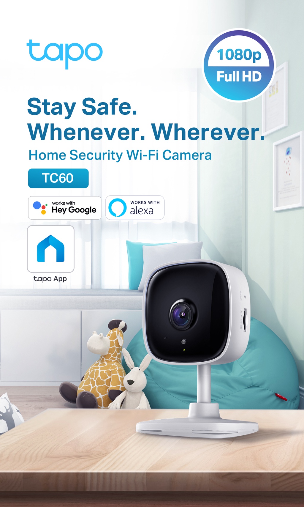 TP-Link 1080P Full HD Indoor CCTV Tapo TC60 - WiFi & Wireless IP Camera ...