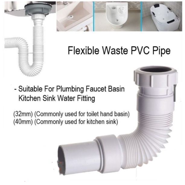 Flexible Tube Hose Pipe Unitrap Outlet PVC 32MM/ 40MM | Selang Longkang ...
