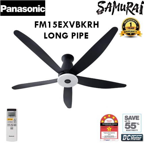 PANASONIC CEILING FAN 5 BLADE AURA YURAGI 9 SPEED DC MOTOR FM15EXVBKQH ...