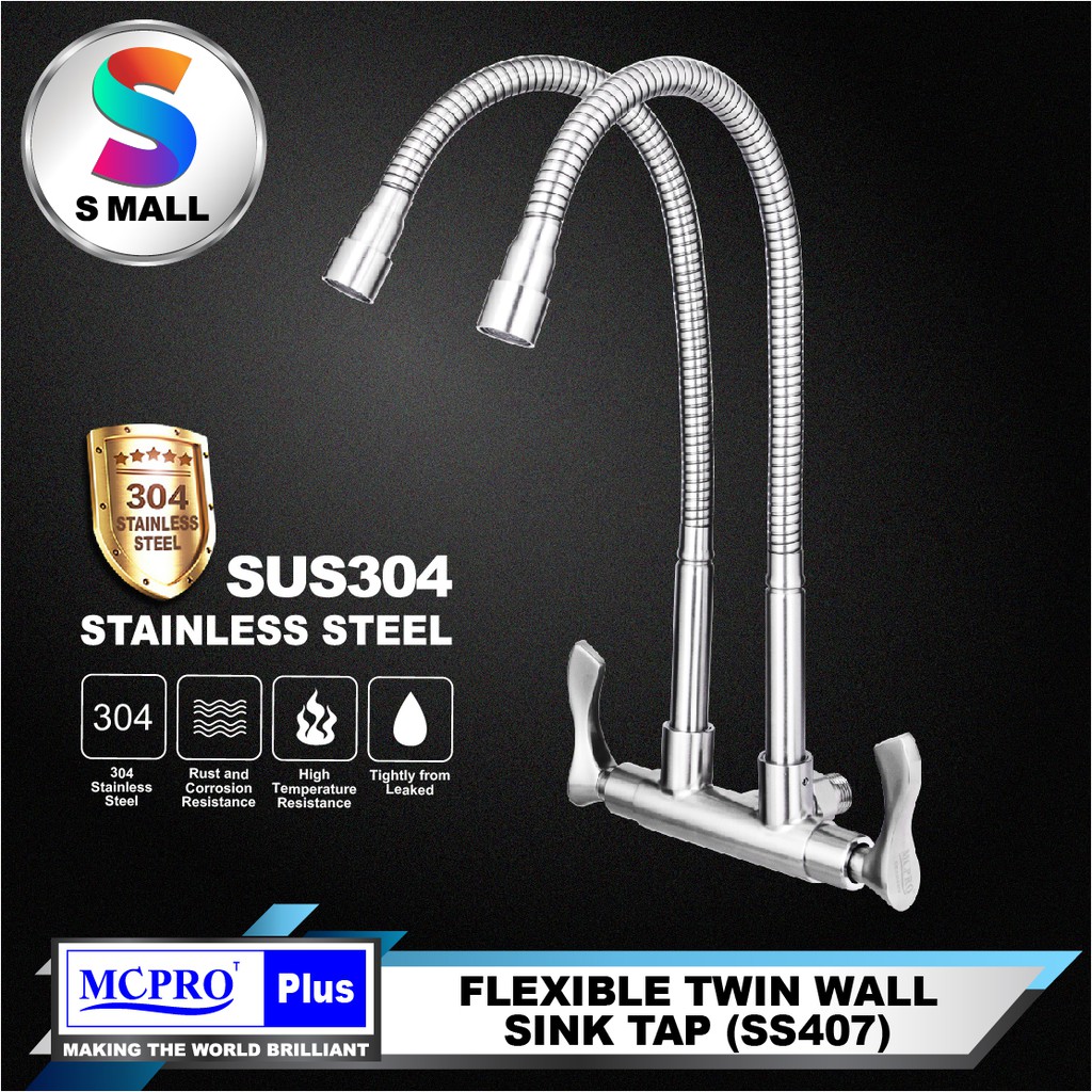 MCPRO Plus Stainless Steel SUS 304 Kitchen Faucet FLEXIBLE TWIN WALL ...
