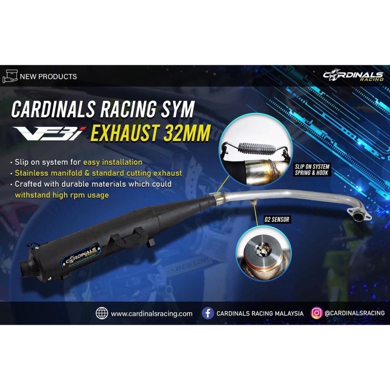 CARDINALS RACING STANDARD CUTTING EXHAUST MUFFLER For SYM VF3i VF3 ...