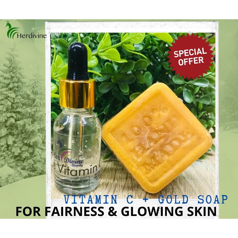 🔥HOT SELLING🔥GOLD GLOW GLOWING SOAP +VITAMIN C SERUM -50G+15ML | Shopee ...