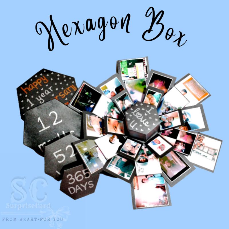 Unique Gift explosion/exploding box (hexagon) | Shopee Malaysia