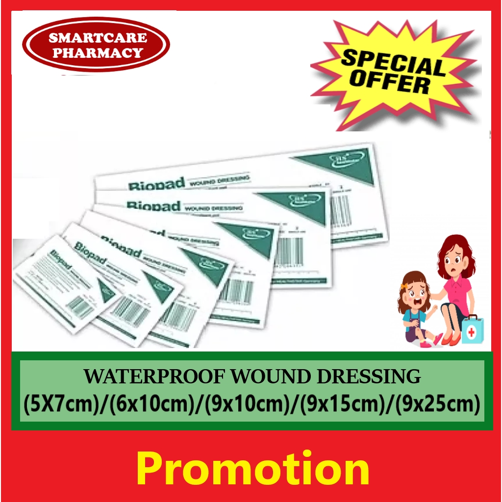 BIOPAD WOUND DRESSING (WATERPROOF & TRANSPARENT) - SIZE (5CMX7CM ...