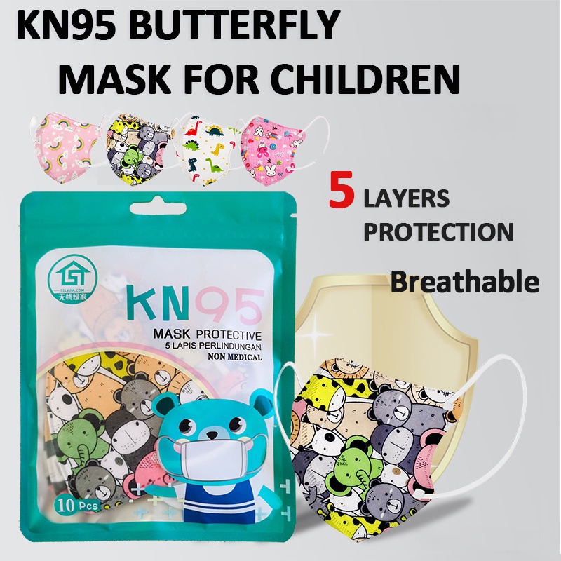 [Local Stock] 50PCS KN95 for Kids Cartoons 5ply Protective Reusable 5 ...
