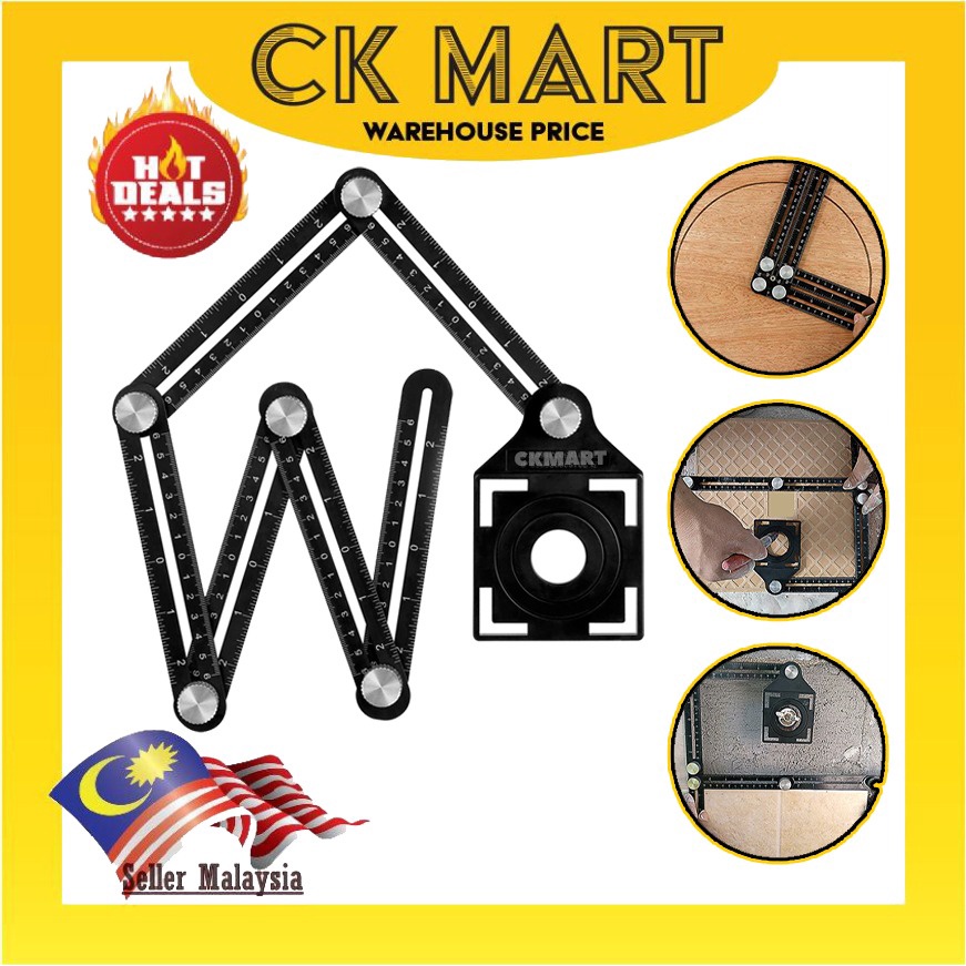 Multi Angle Ruler Aluminium Alloy Angle Finder Measuring Ruler 6-side ...