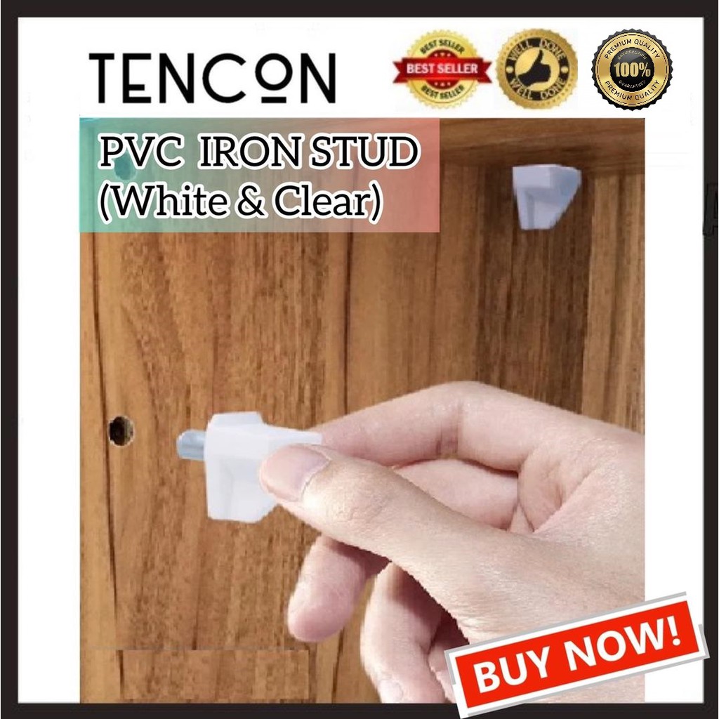 PVC Iron Stud (White & Clear) - Shelf Support, Stud Pin Peg (Menampung ...