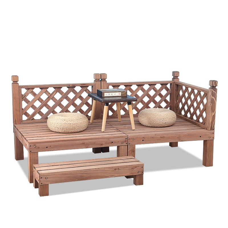 Outdoor garden carbonized anticorrosive wood platform flower stand ...