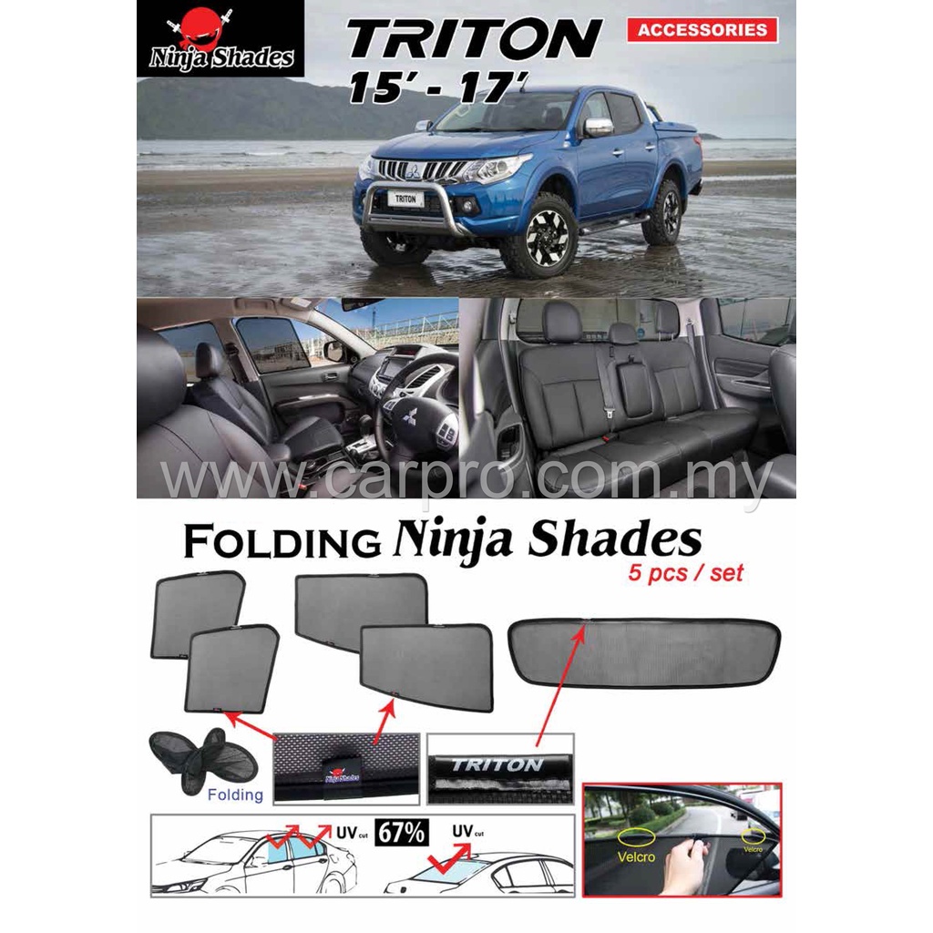 Mitsubishi Triton 2015 - 2018 Magnetic Ninja Shades Sunshade (5pcs ...