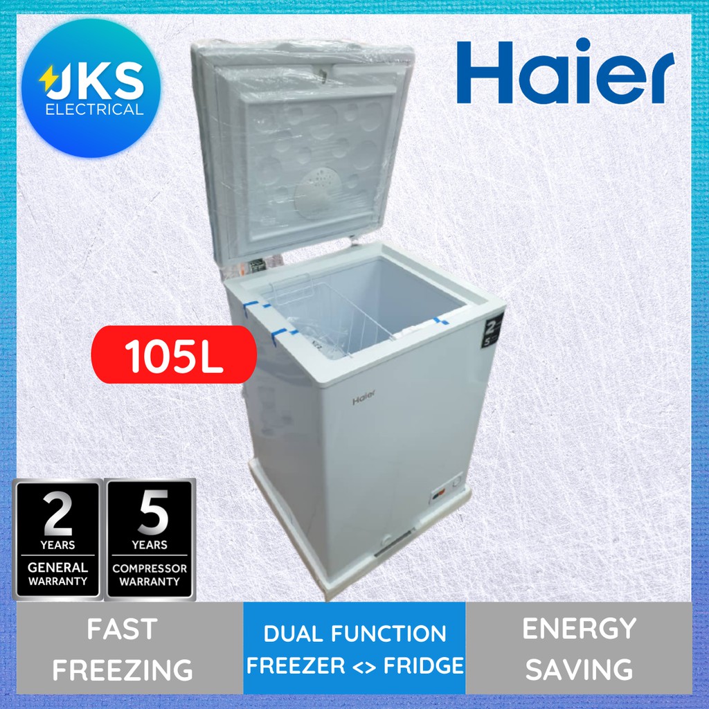 HAIER 105L/155L/207L Chest Freezer Convertible (Freezer Fridge) 6-IN-1 Dual Function Peti Beku ...