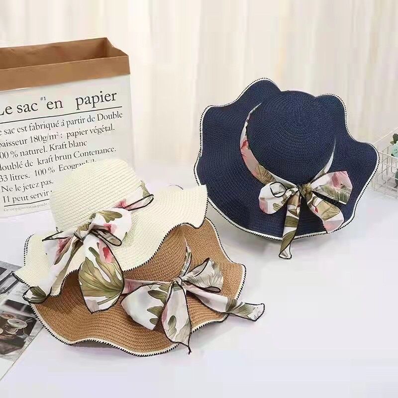 READY STOK Topi Pantai Perempuan Dewasa Reben Flower Beach Hat Ribbon ...