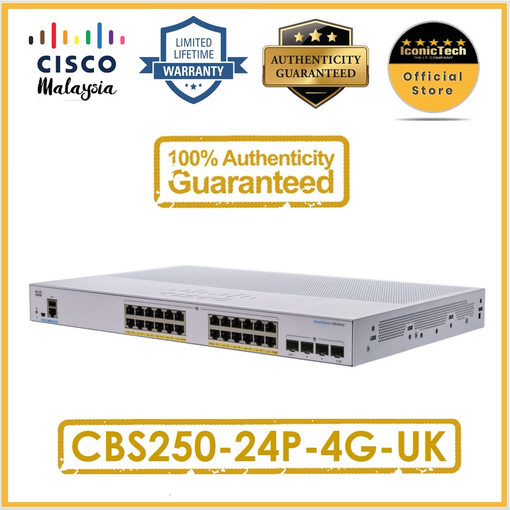 Cisco CBS250-24P-4G-UK 24-Port Gigabit PoE+ Compliant Managed Switch with SFP (195W) | Shopee ...