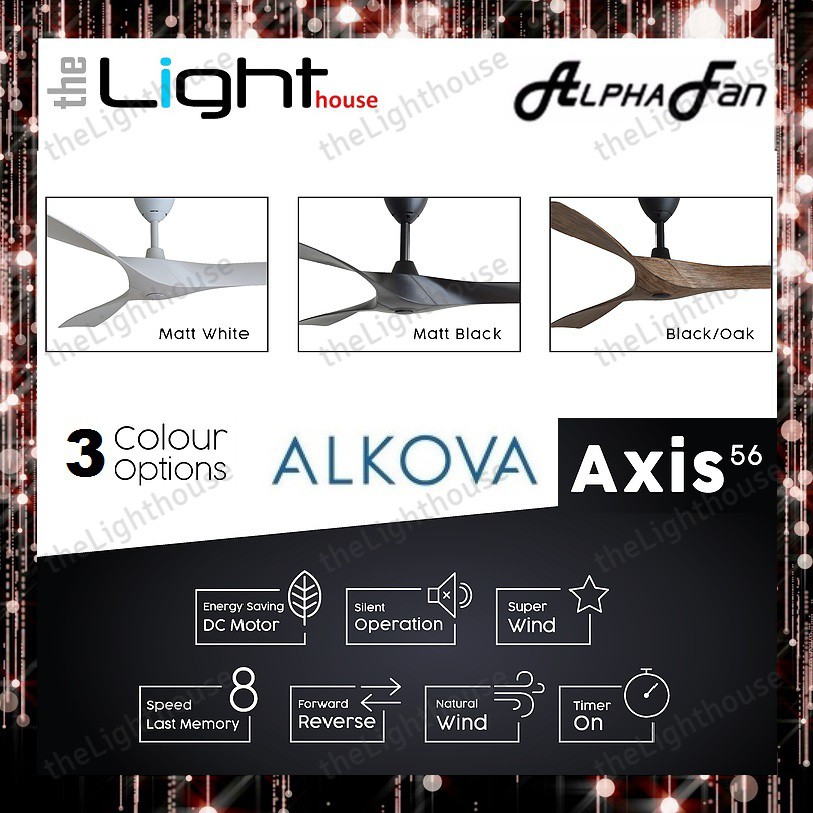 ALPHA Alkova - AXIS 56 Inch DC Motor Ceiling Fan with 3 Blades (8 Speed ...