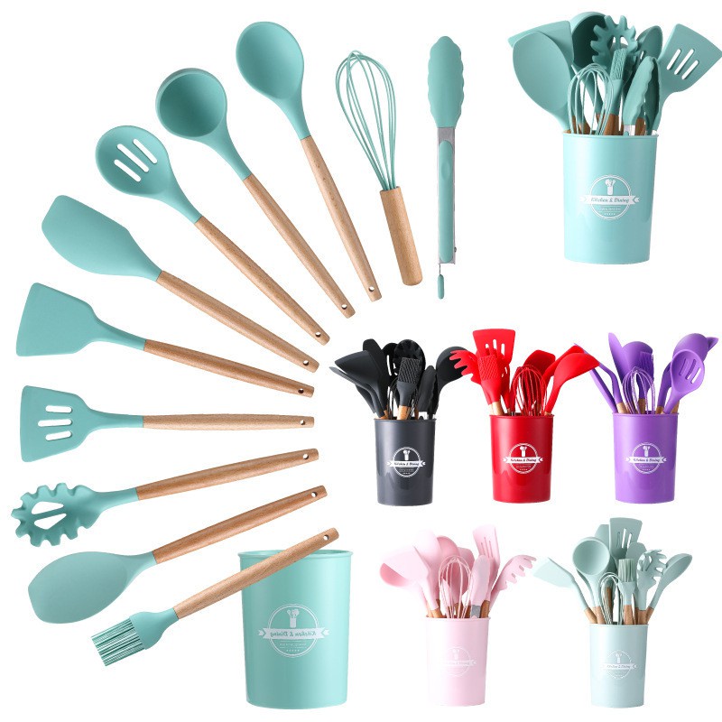 [ Ready Stock ] 12pcs Cooking Tools Kitchen Cookware Set Silicone ...