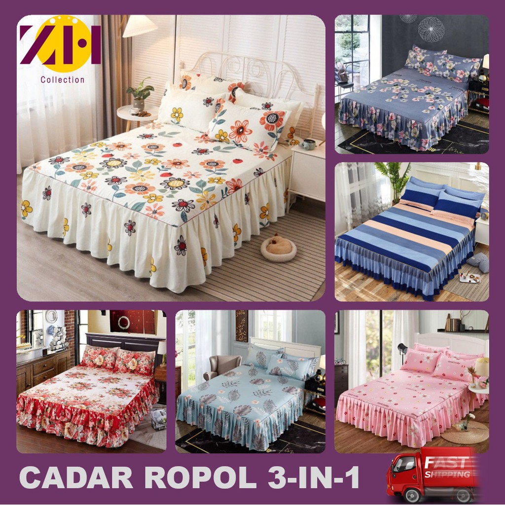 ZH { King Queen Super Single} Cadar Ropol 3IN1 Queen King Bed sheet ...