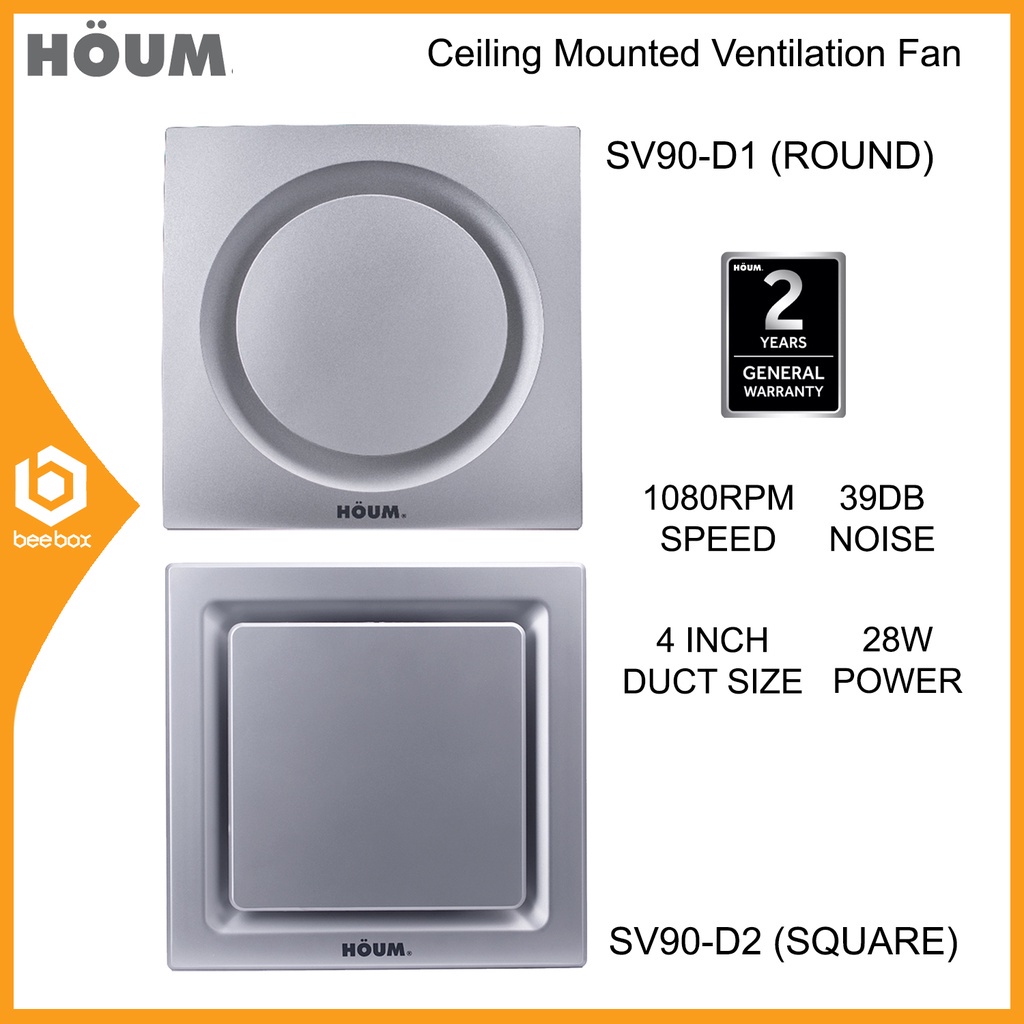 Houm 90CFM / 120 CFM Ceiling Mounted Ventilation Fan 4 Inch Exhaust Fan ...