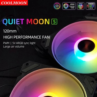 CoolMoon 12cm ARGB+PWM PC Case Cooler Fan 5V3Pin Aura Sync Speed ...