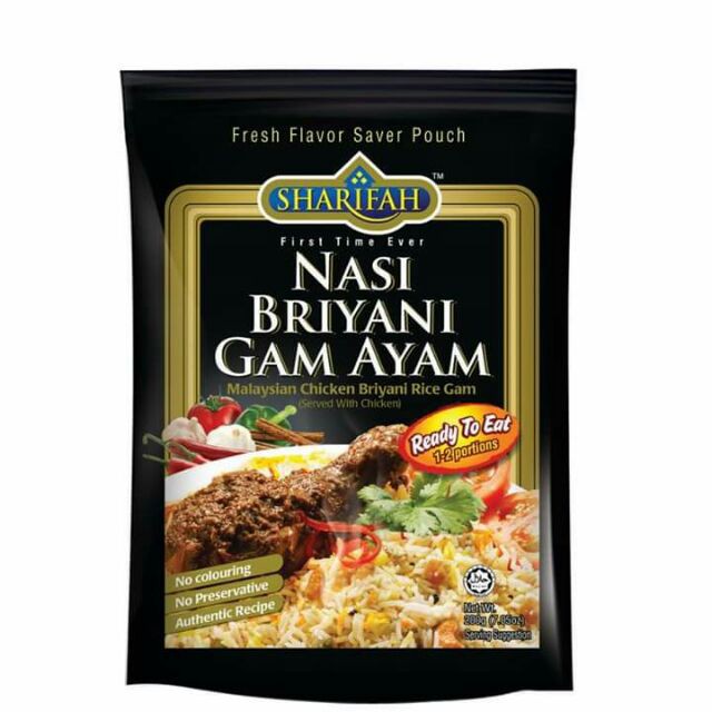SHARIFAH FOOD Nasi Briyani Gam Ayam 250g (Ready To Eat / Sedia Untuk ...