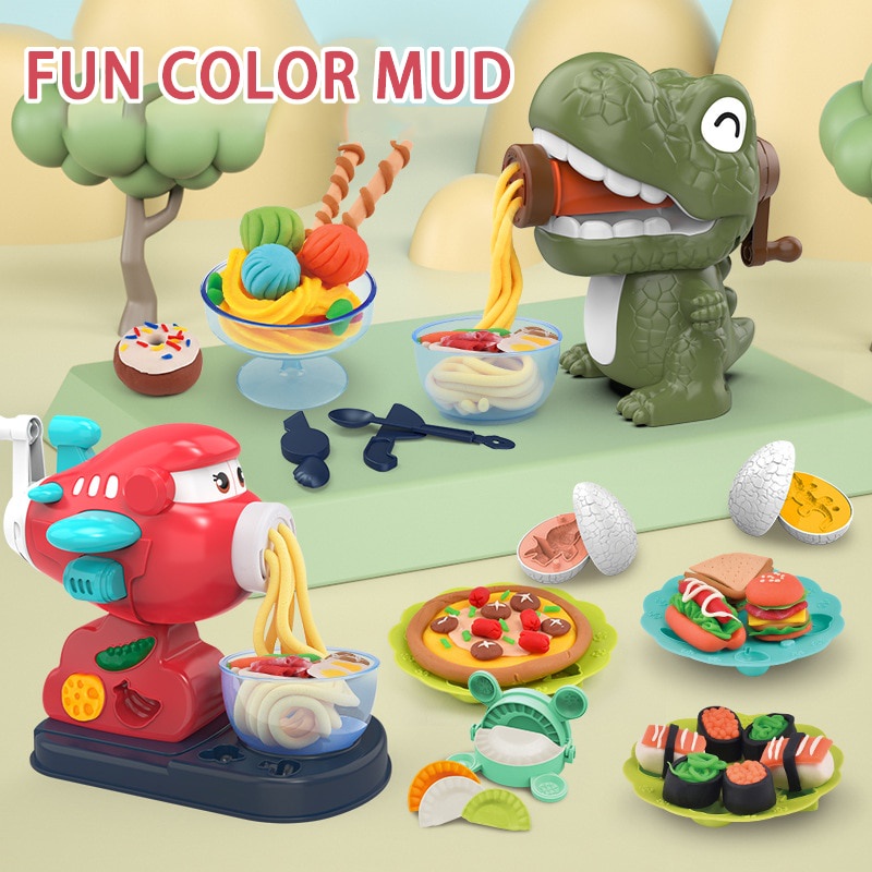 Fun Dinosaur Color Clay Machine Toy Wheat Pastel Clay Noodle Machine ...