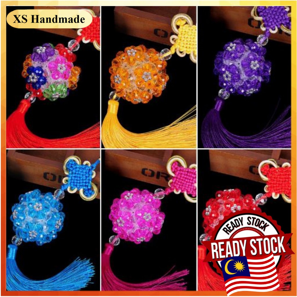 【Local Ready Stock】DIY Handmade Beaded Bead Crystal Hydrangea Ball Car ...