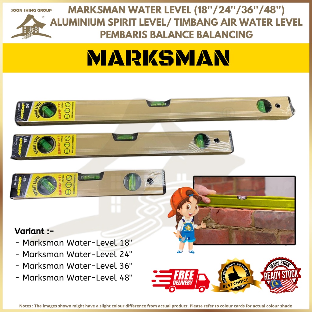 MARKSMAN PROFESSIONAL ALUMINIUM SPIRIT LEVEL RULER MEASURING / TIMBANG ...
