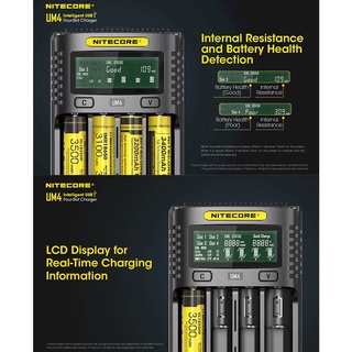 Original Nitecore UM4 UM2 USB Battery Charger QC with 3-Pin Adapter ...