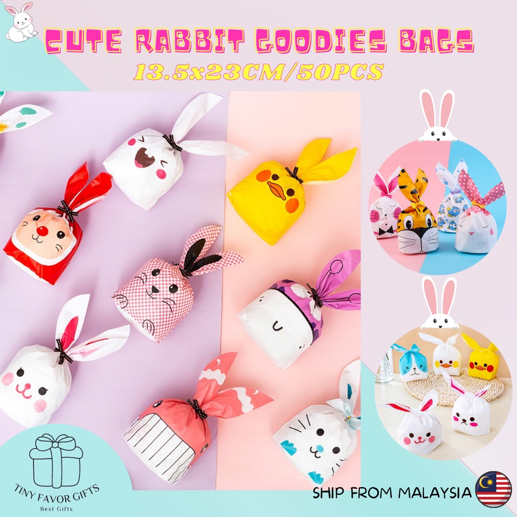50pcs Cute Rabbit Ear Plastic Bag Doorgift Goodies Bag Packaging Bag ...