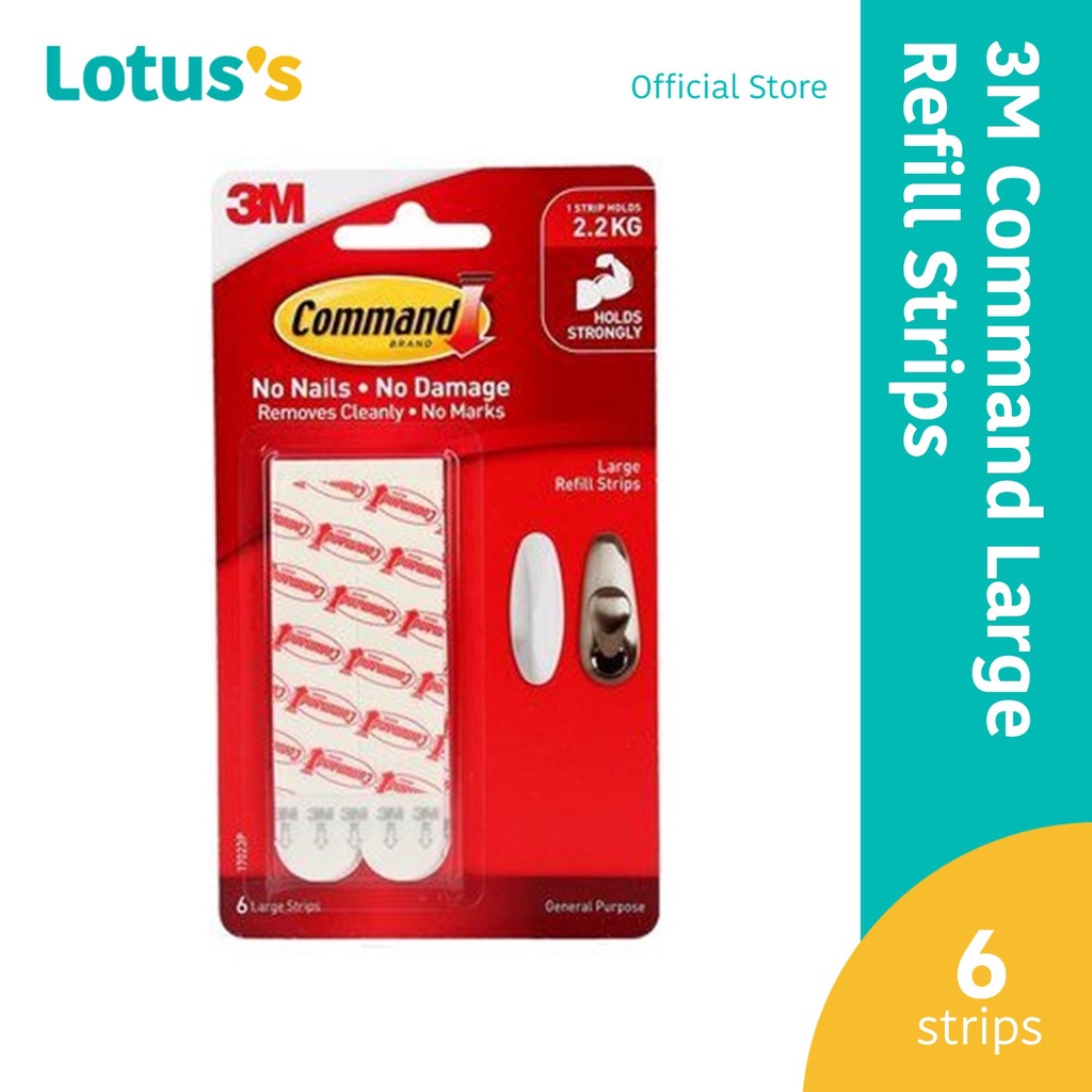 3M Command Large Refill Strips 17023P, 6 Strips/Pack | Shopee Malaysia