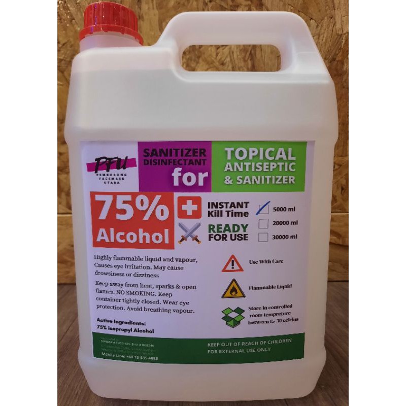 🔥 75 % Alcohol 🔥 Pure 🔥 75 % Alcohol Instant Hand Sanitizer | 5000ml ...