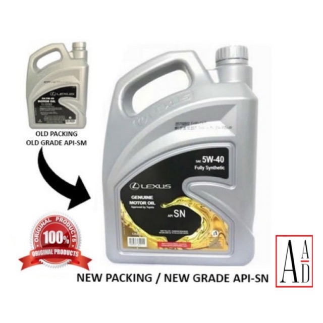 100% Original Lexus 5w40 API-SN Fully Synthetic Toyota Engine Oil (4L ...