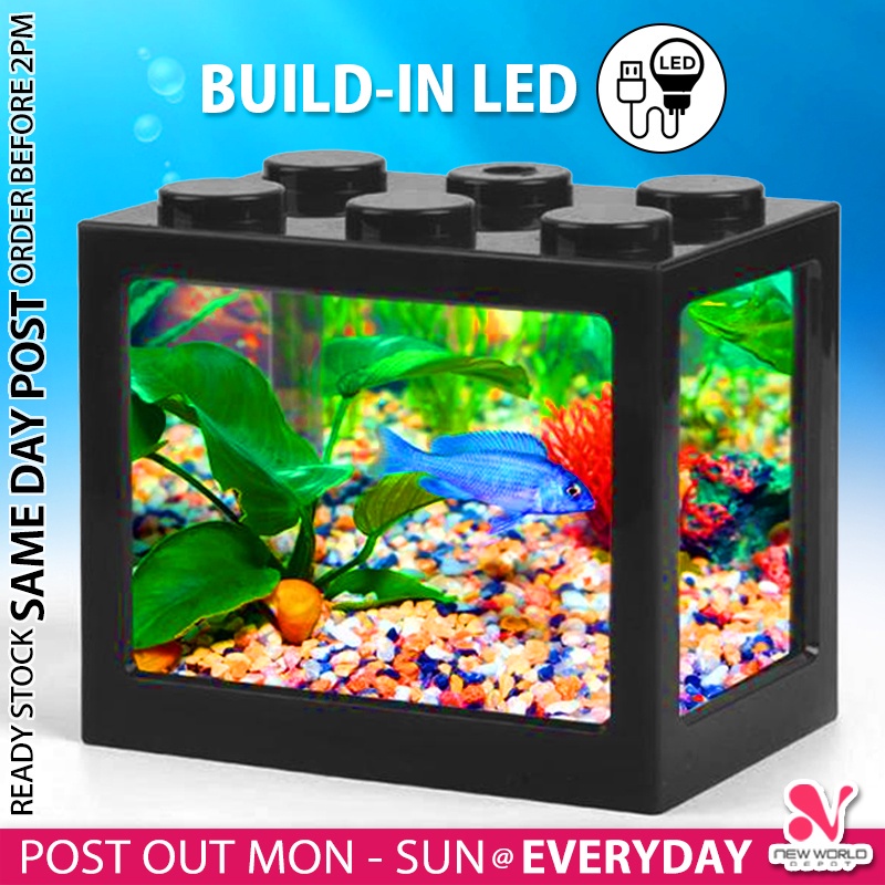 𝗕𝗨𝗜𝗟𝗗 𝗜𝗡 𝗟𝗘𝗗 》 Mini Lego Building Block Tank Betta Fish Aquarium For ...