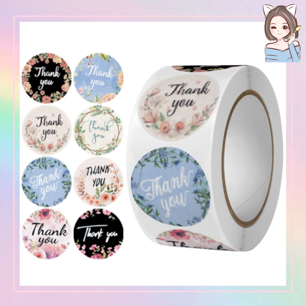 Thank You Sticker 500 Pcs/Roll Business Packaging Seal Label Round ...