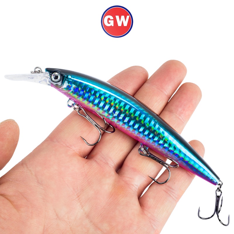 13cm/36g Sinking Minnow Lure 6 Colors Fishing Bait 3D Eyes Fishing Lure ...