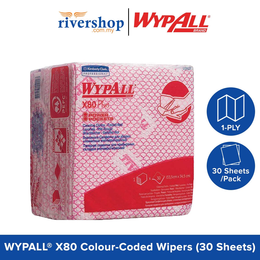 WYPALL X80 Plus Colour-Coded Wipers (30 sheets) (Direct Food Contact ...