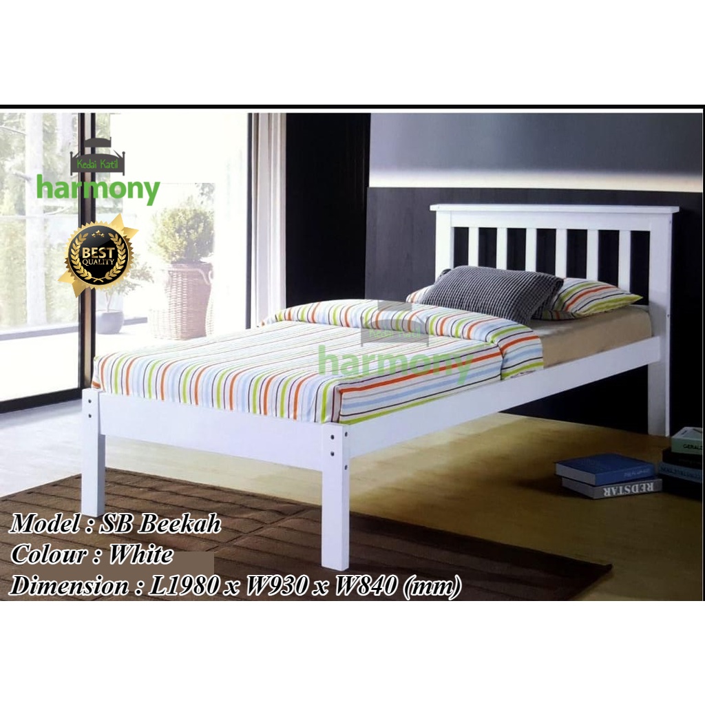 Harmony Natural Full Solid Wooden Single Bed Frame / Modern Style ...