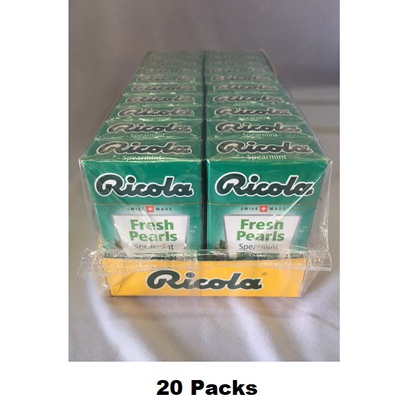 20 Packs Ricola Sugar Free Fresh Pearls Spearmint Chewy Refreshment 25g Each HALAL (LOCAL READY ...