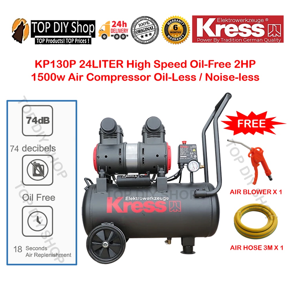 MALCOMAIR 50L Compressor Angin Air Compressor 3HP Kress KP130P 24L ...